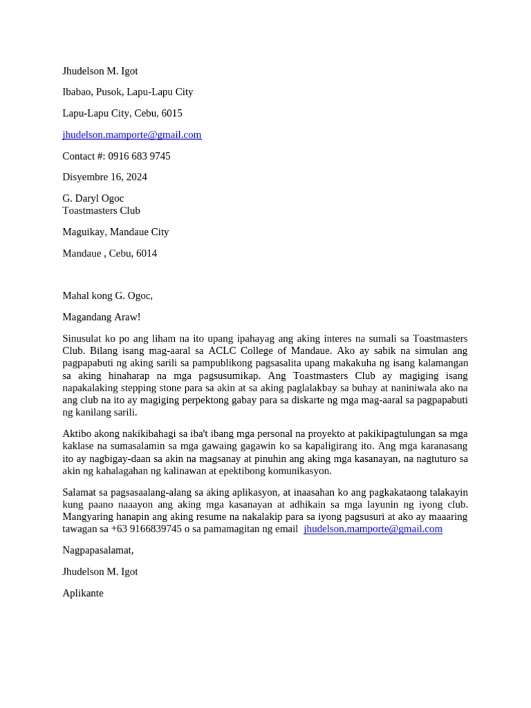 Liham Applikasyon | PDF