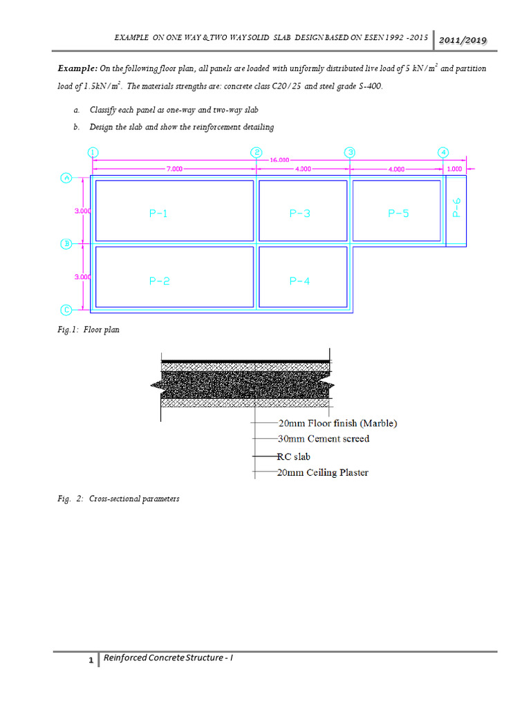 Example On One - Way & Two - Way Slab Design | PDF | Concrete | Structural Engineering
