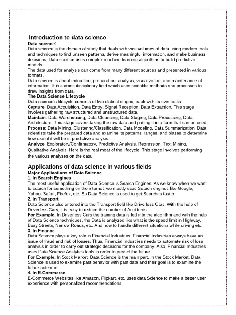 Deta Science Pdf Data Science Data Analysis