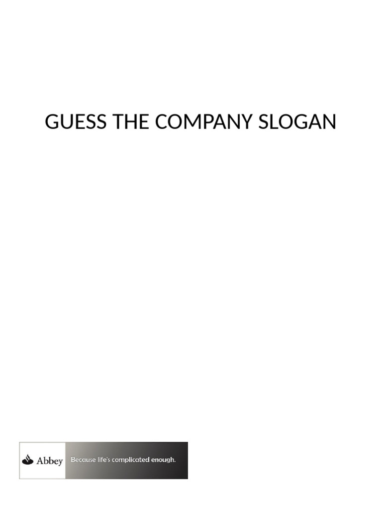 Guess The Company Slogans | PDF