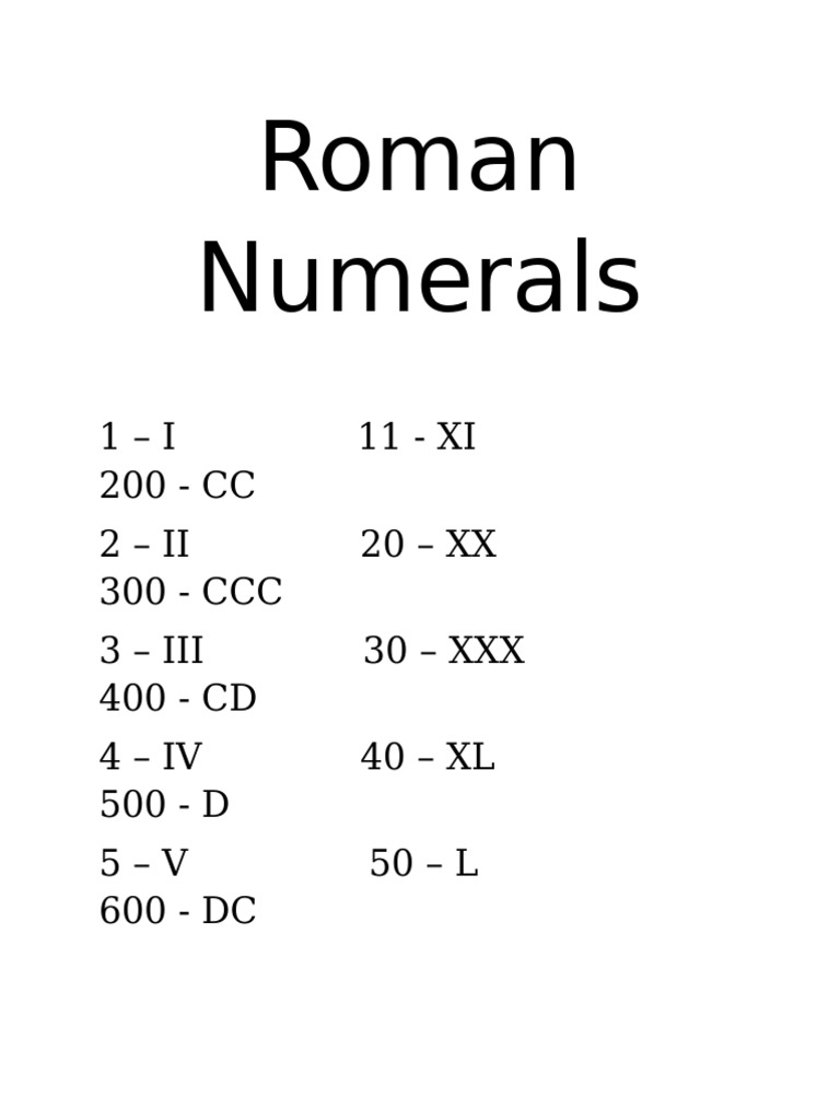 Roman Numerals | PDF