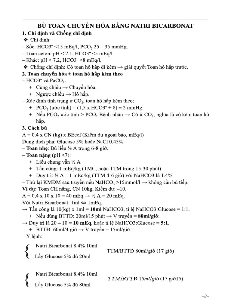 LS Nhi Bù Toan Chuyển Hóa Bằng Natri Bicarbonate | PDF