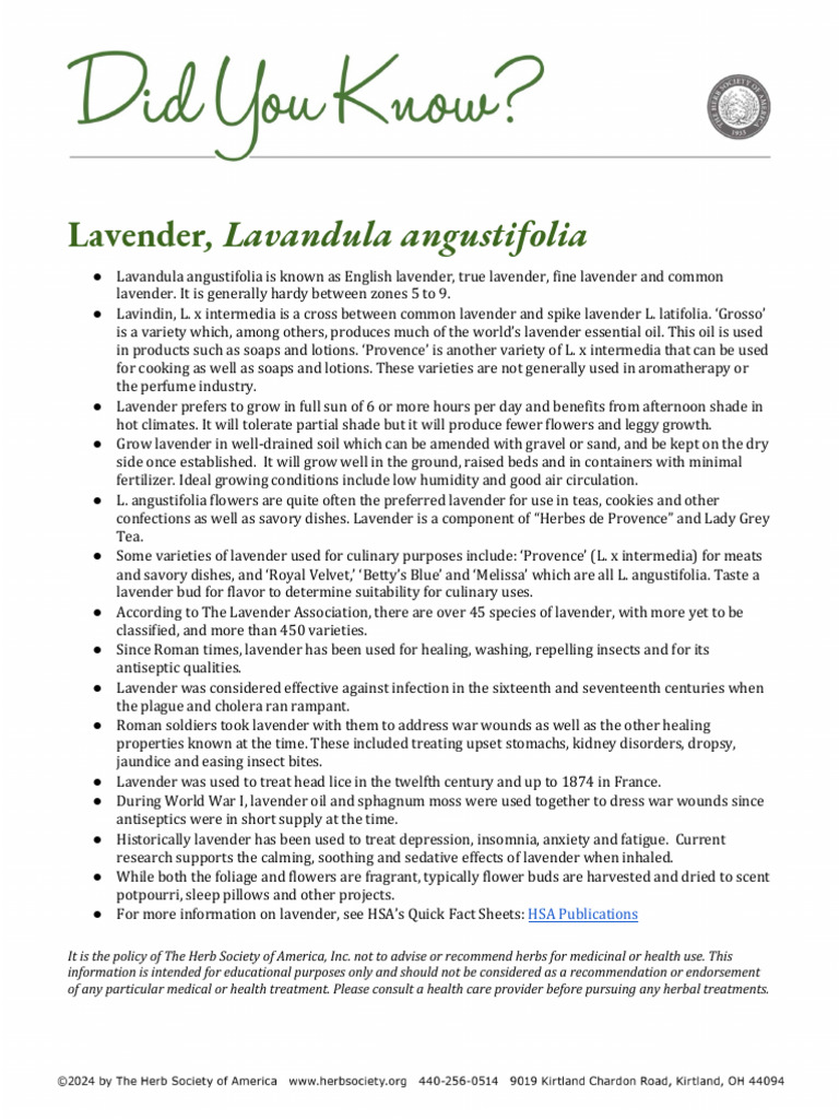 DYK lavender 2024 | PDF | Lavandula