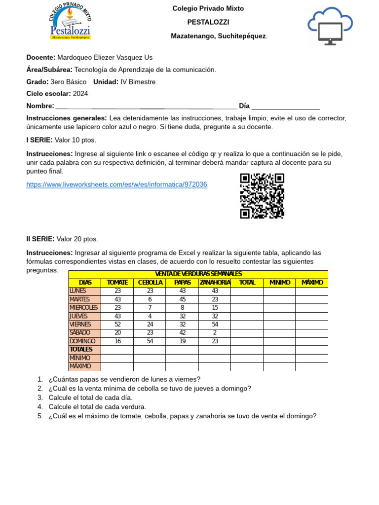 EVAL IV BIM 3ERO COMPU | PDF