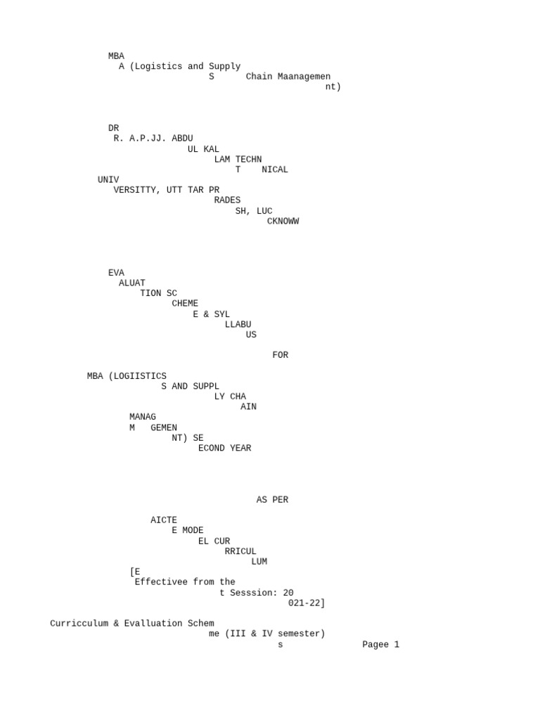 MBA Logistic SCM 2nd Year Syllabus 2021 | PDF | Strategic Management | Procurement