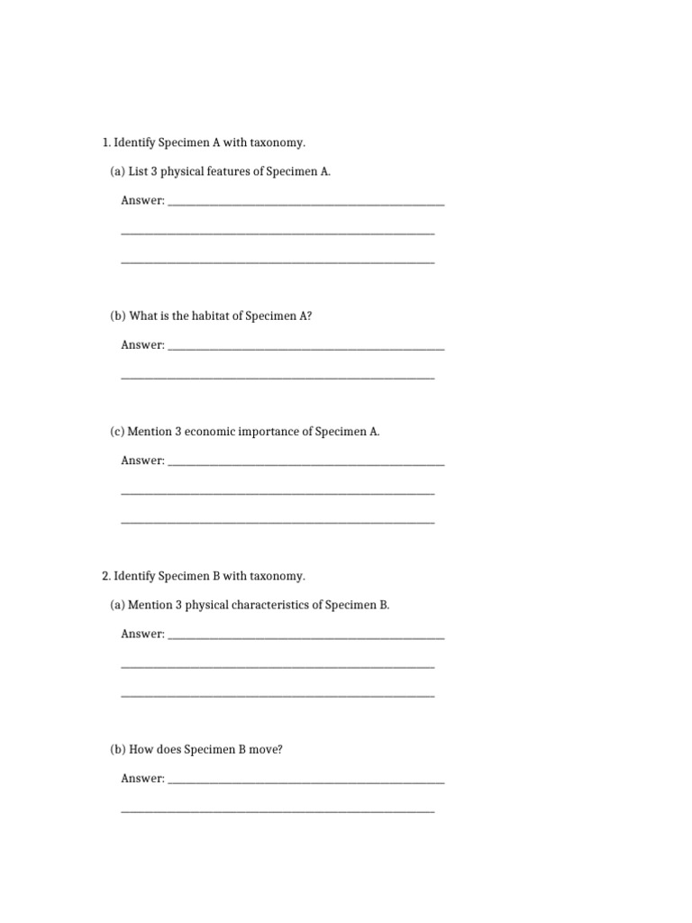 SS1 Biology Practical Questions Guide | PDF