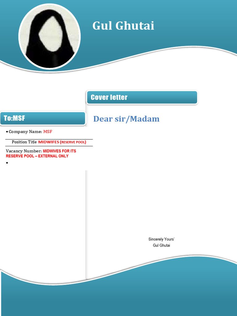 gul ghutai cv for msf for midwife | PDF | Midwife