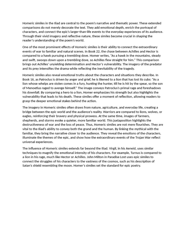 Homeric Similes in The Iliad | PDF | Iliad | Hector