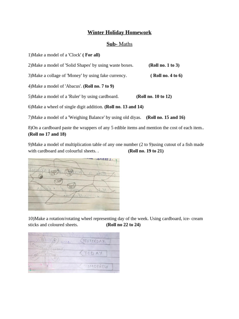 Maths Holiday Homework 1a, C | PDF