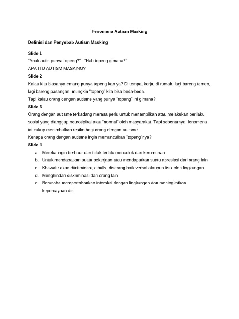 Fenomena Autism Masking | PDF