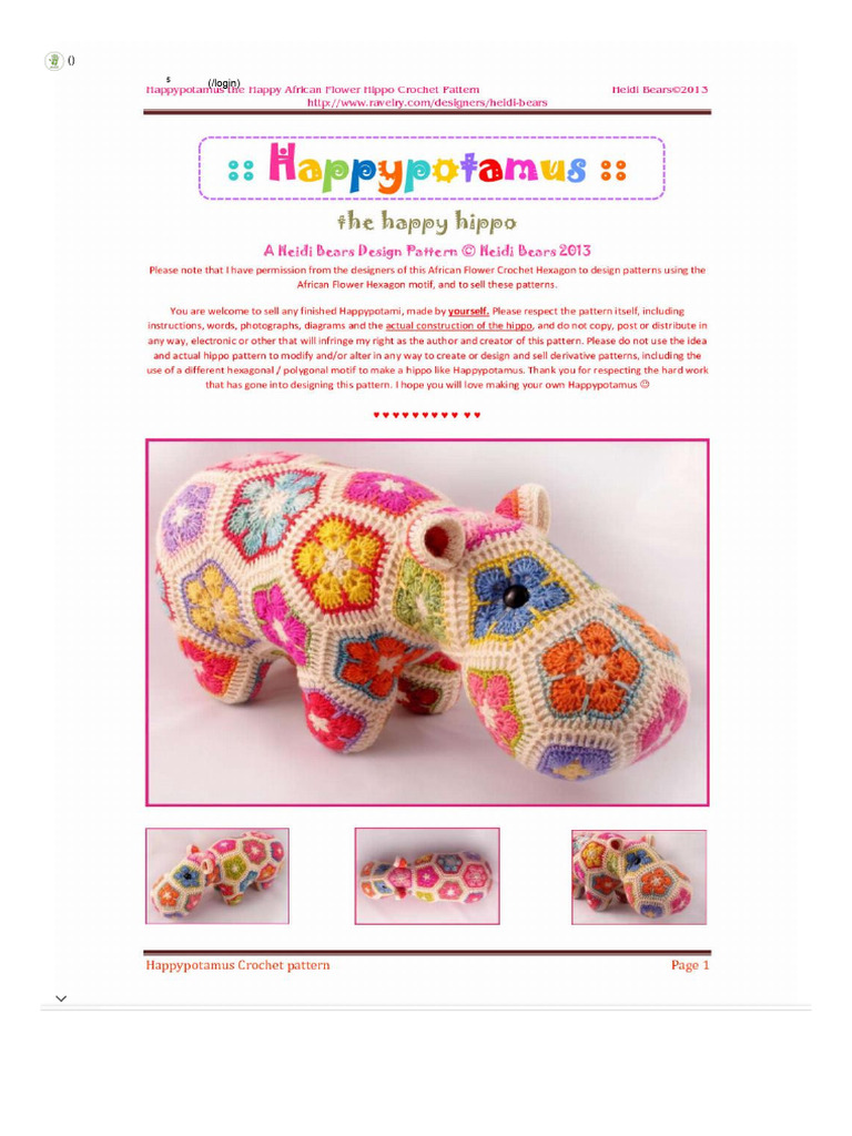 Happypotamus Crochet Pattern Guide | PDF | Crochet | Figured Fabrics