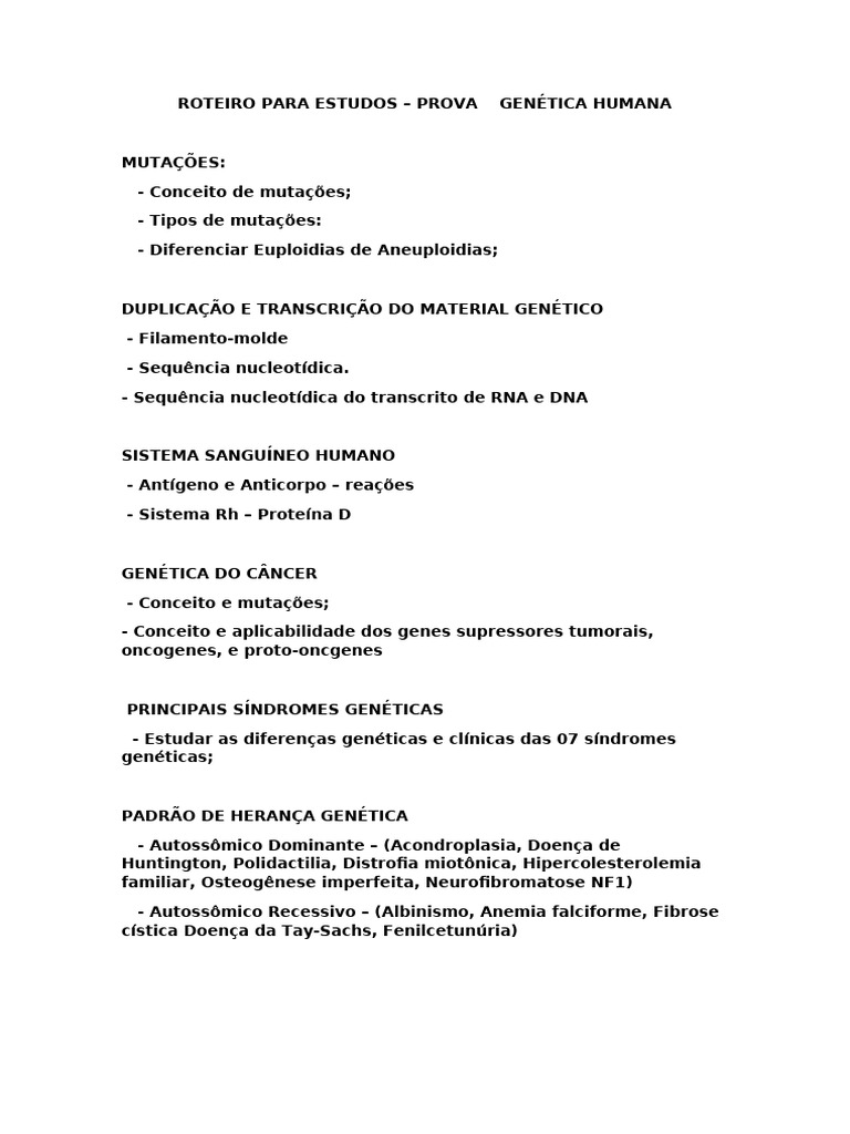 Roteiro Para Estudos-1 | PDF