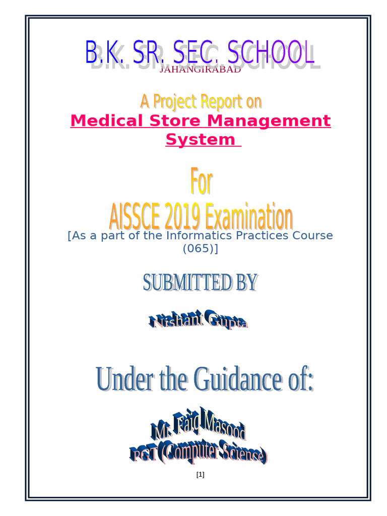 Medical Store Management System Project | PDF | Databases | My Sql