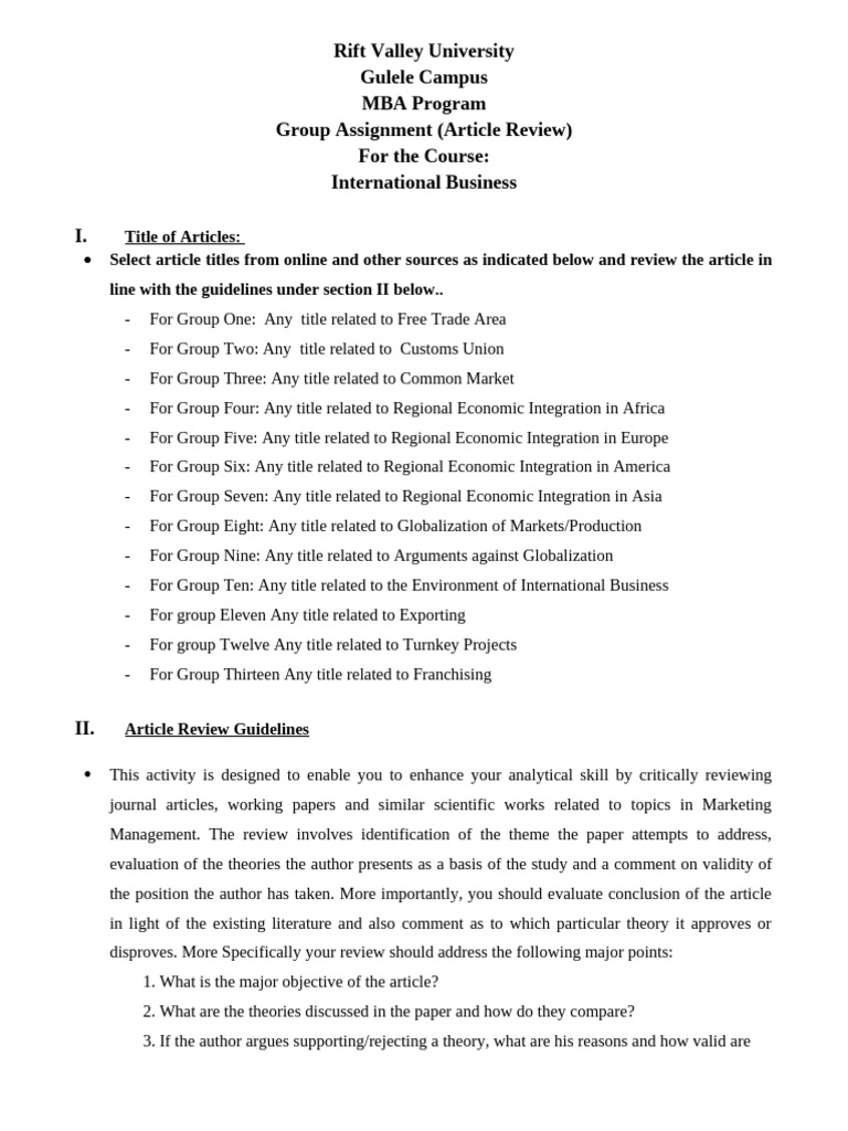 RVU IB Group Assignment March 2023 | PDF