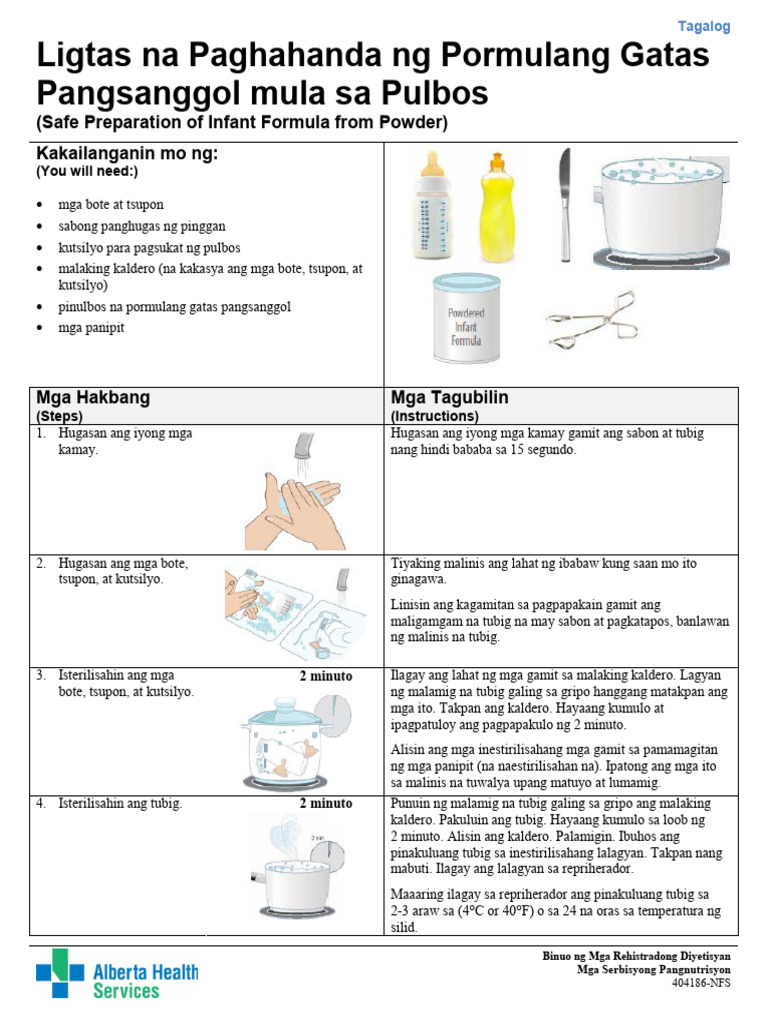 If Nfs Safe Prep Inf Formula Powder T Tagalog | PDF