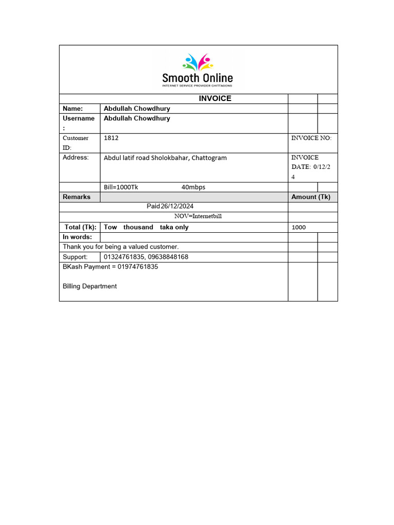 Abdullah Chowdhury NOV BILL | PDF