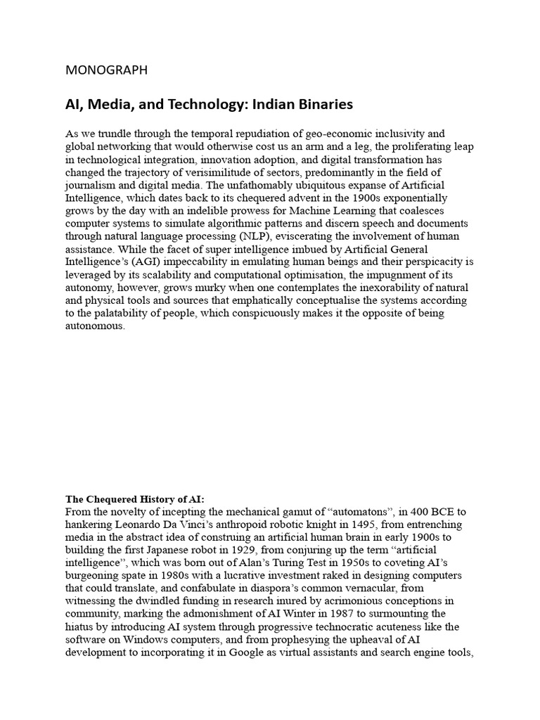 Monograph | PDF | Artificial Intelligence | Intelligence (AI) & Semantics