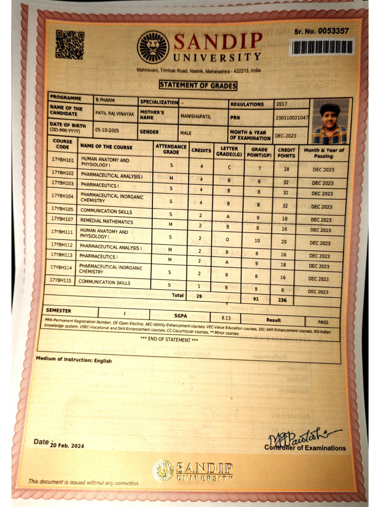 Sem1 and Sem2 Result | PDF