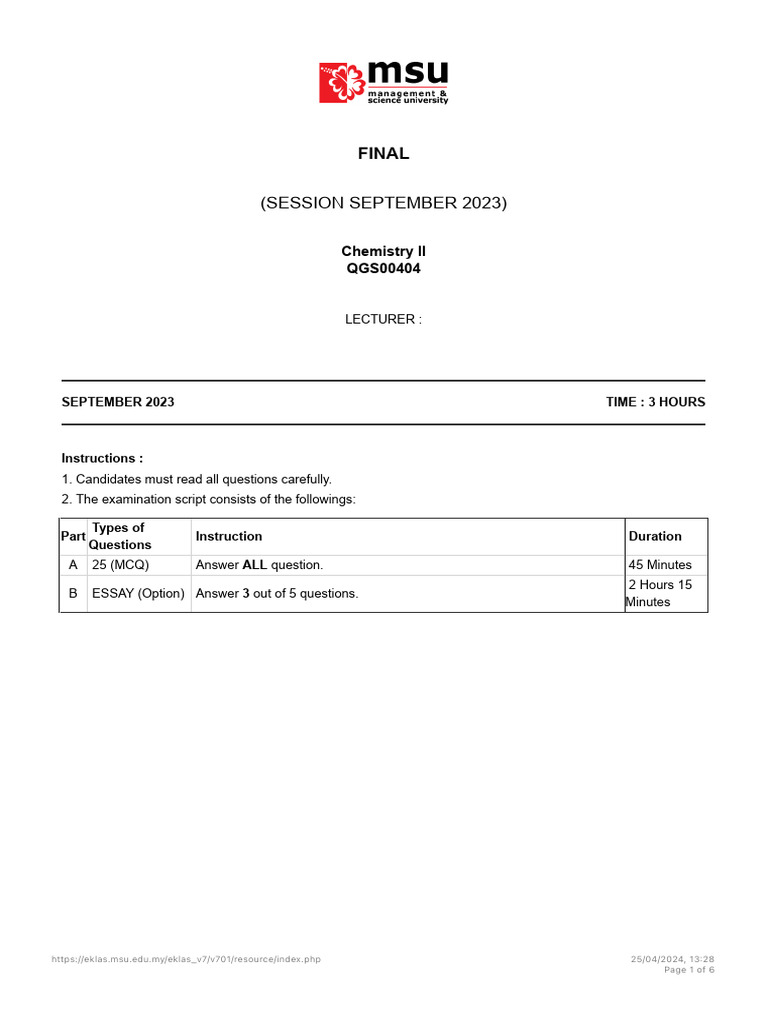 Eklas Msu 2 | PDF | Amine | Acid