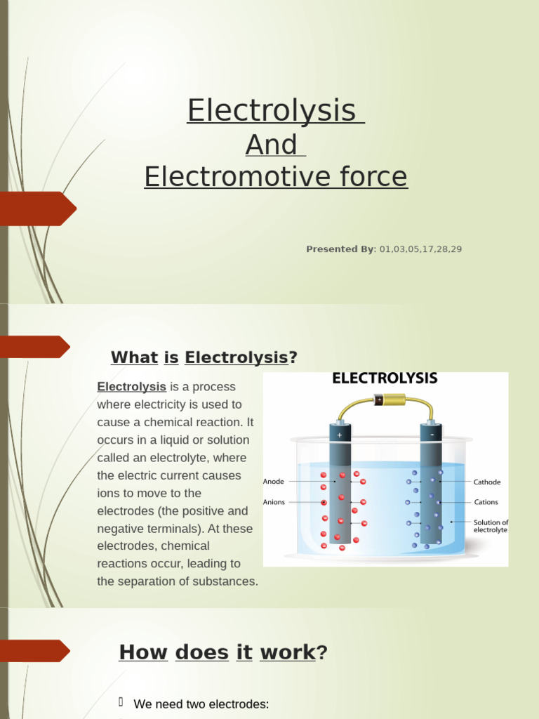 Electrolysis - Applied Chemistry | PDF | Ion | Voltage