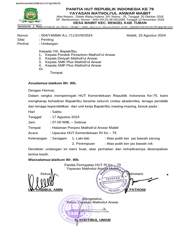 Undangan Upacara HUT RI Ke-79 | PDF