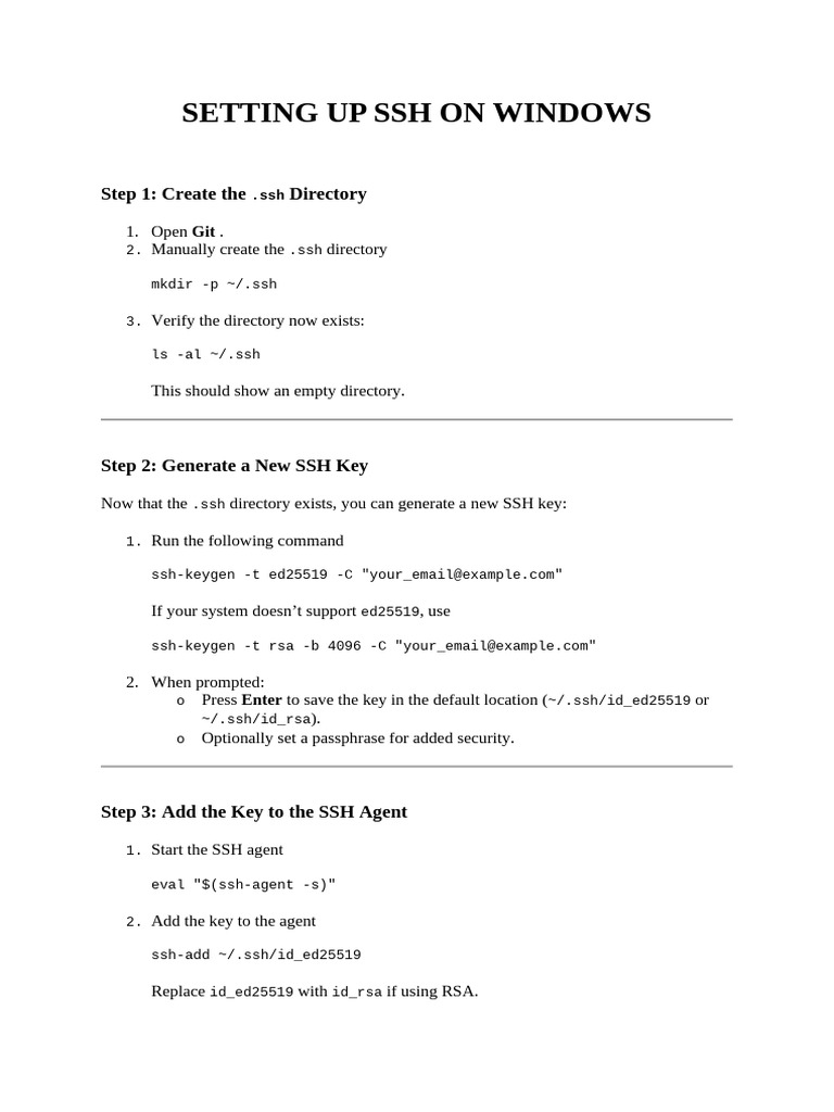 Setting Up Ssh on Windows | PDF Setting Up Ssh on Windows | PDF