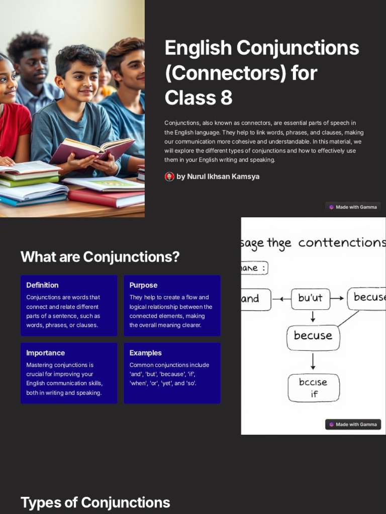 English Conjunctions Connectors For Class 8 | PDF | Semantic Units ...