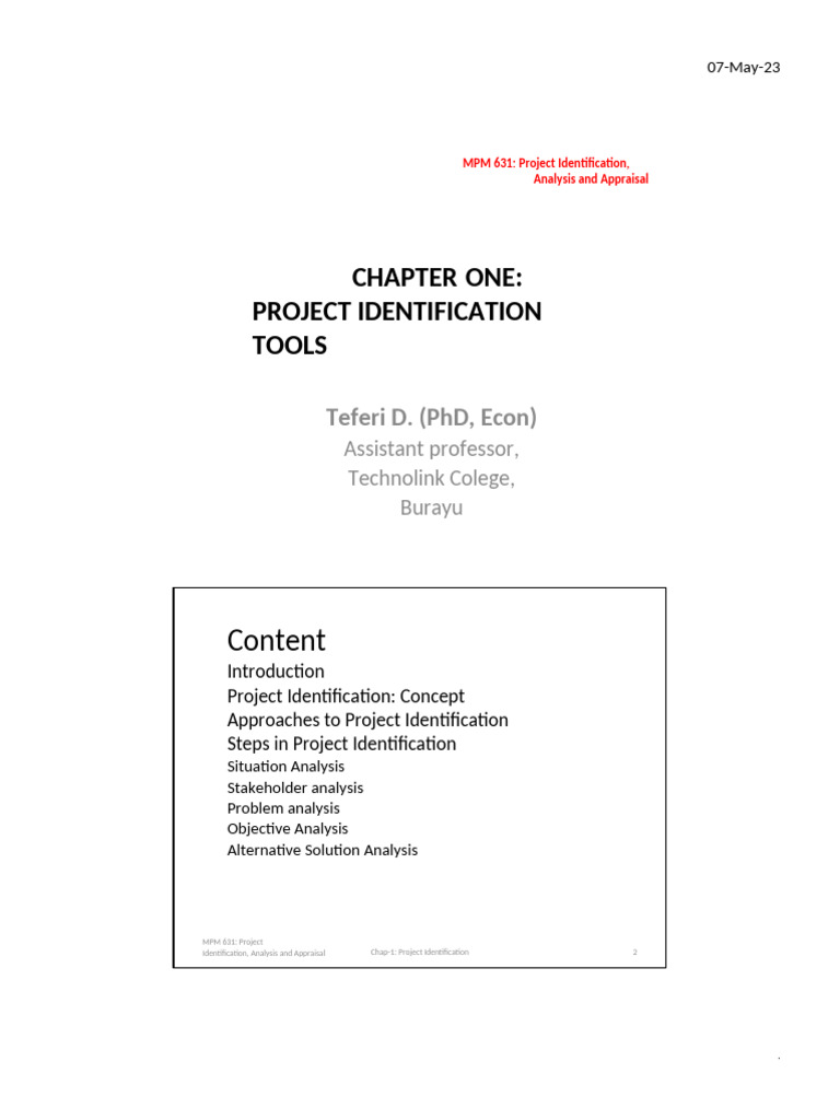 Chap1-Project Identification | PDF | Swot Analysis