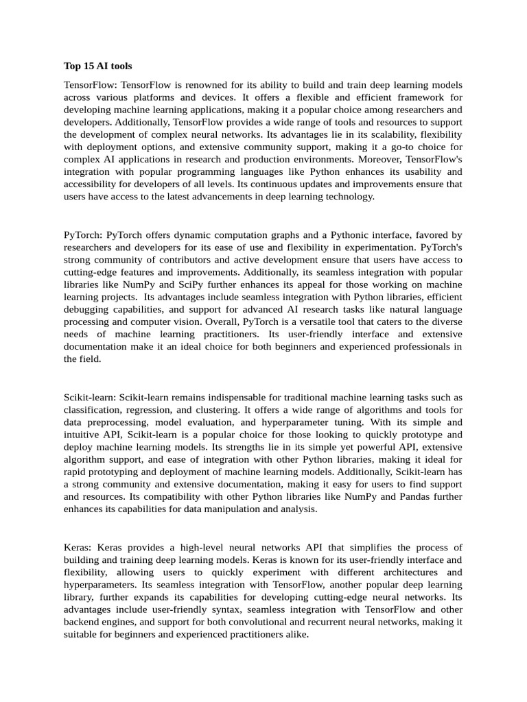 Top 15 Ai Tools Pdf Artificial Intelligence Intelligence Ai