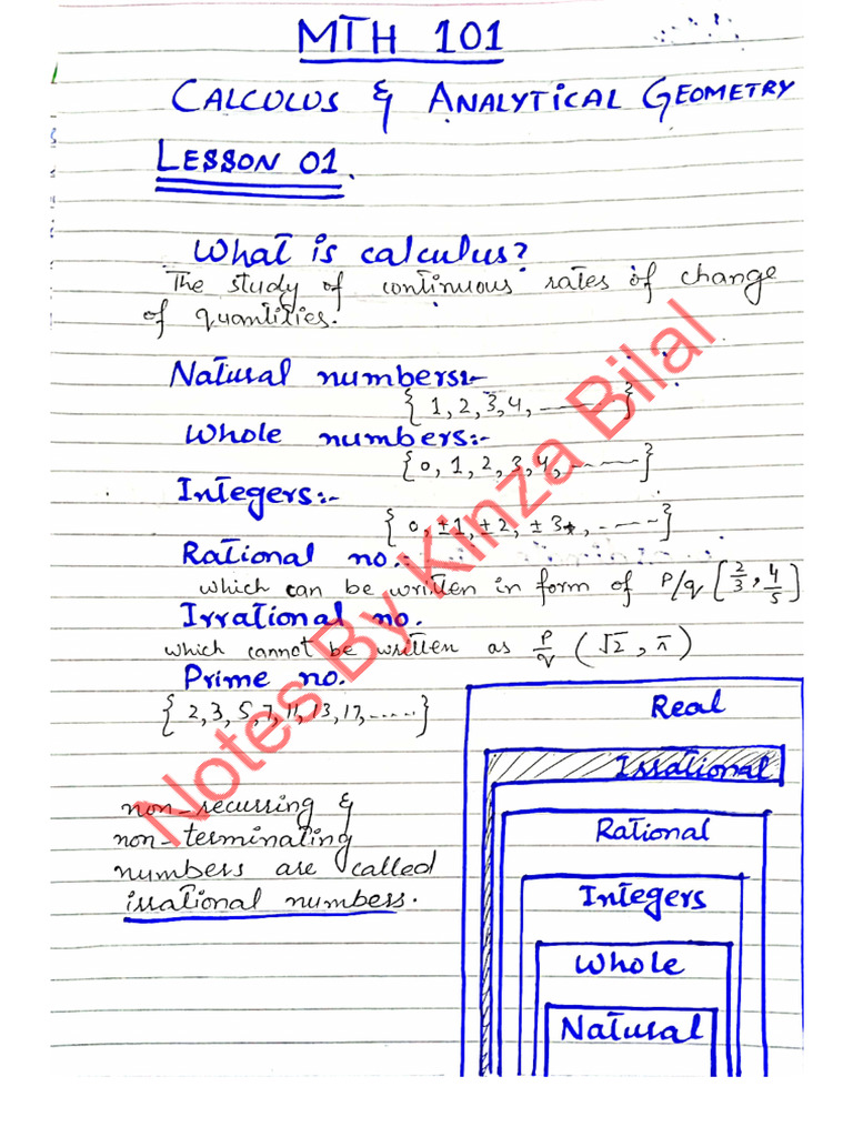 MTH101 Lecture 1-22 by Kinza Bilal | PDF