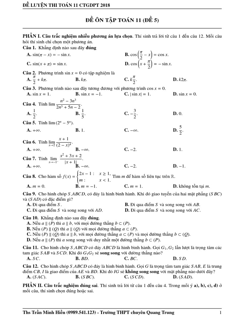 Toan11-Deluyentap_HK1 | PDF
