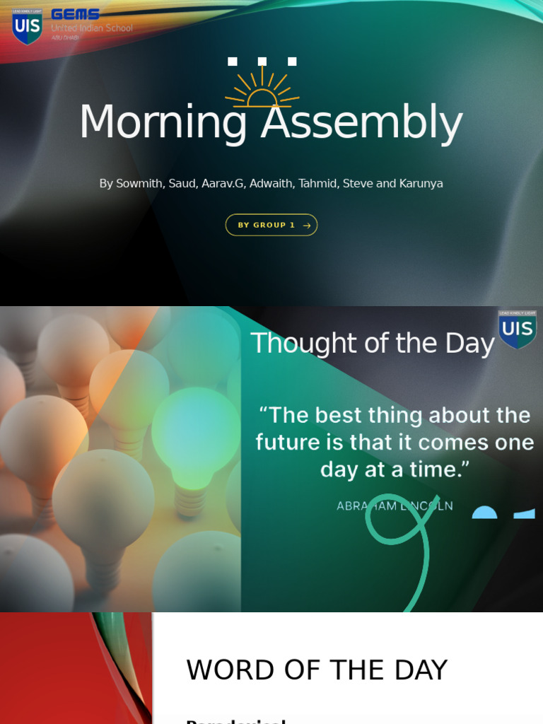 Morning Welcome Slide + Thought of The Day | PDF