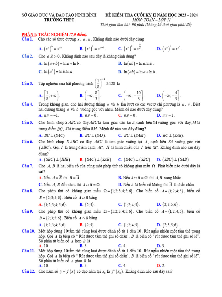 Toán-11 CK2 GVA | PDF