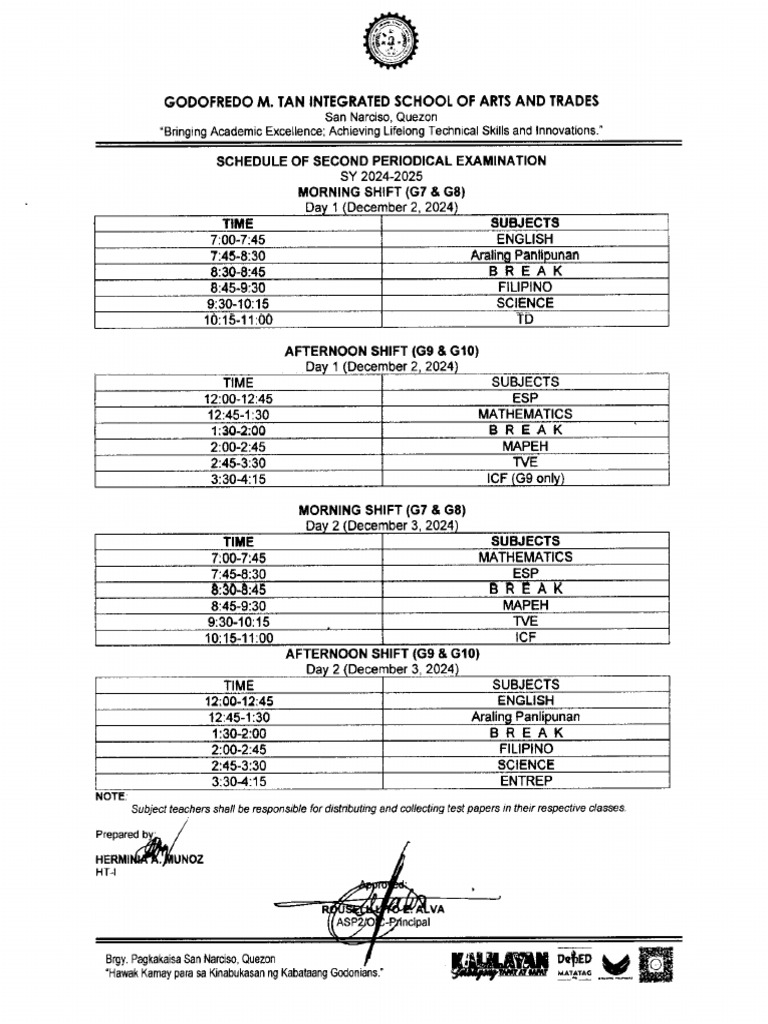 SECOND-GRADING-SCHEDULE | PDF