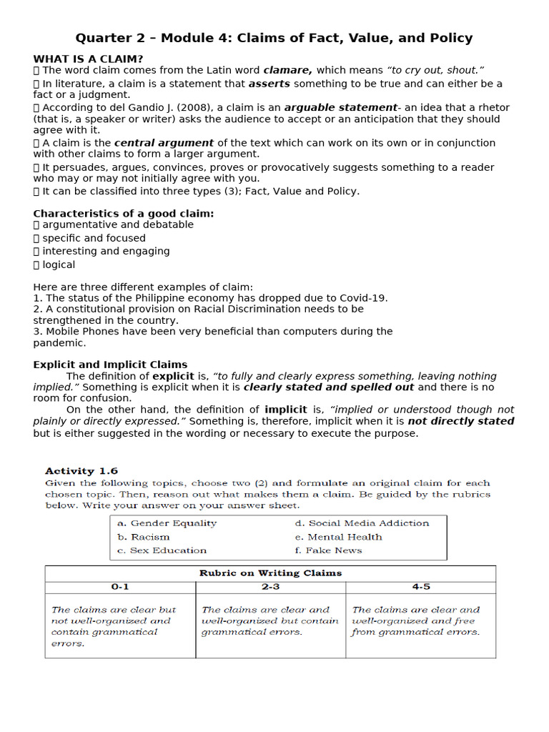 Quarter 2 Module 4 English 10 | PDF | Argument | Bullying