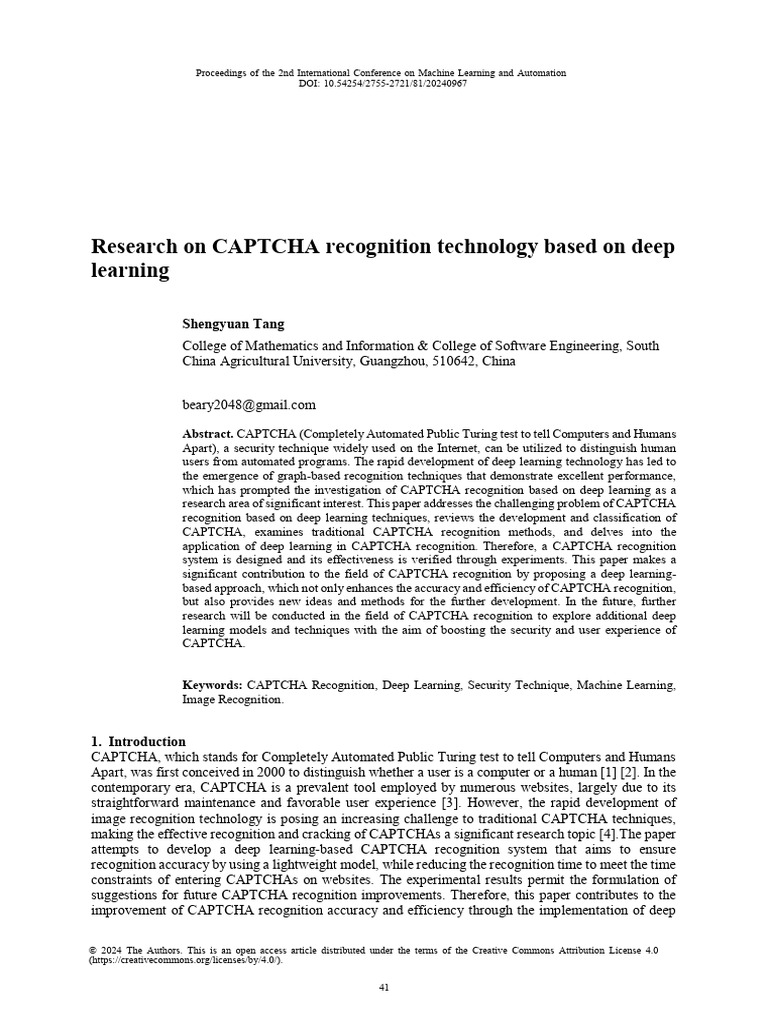 Research_on_CAPTCHA_recognition_technology_based_o | PDF | Deep Learning | Machine Learning