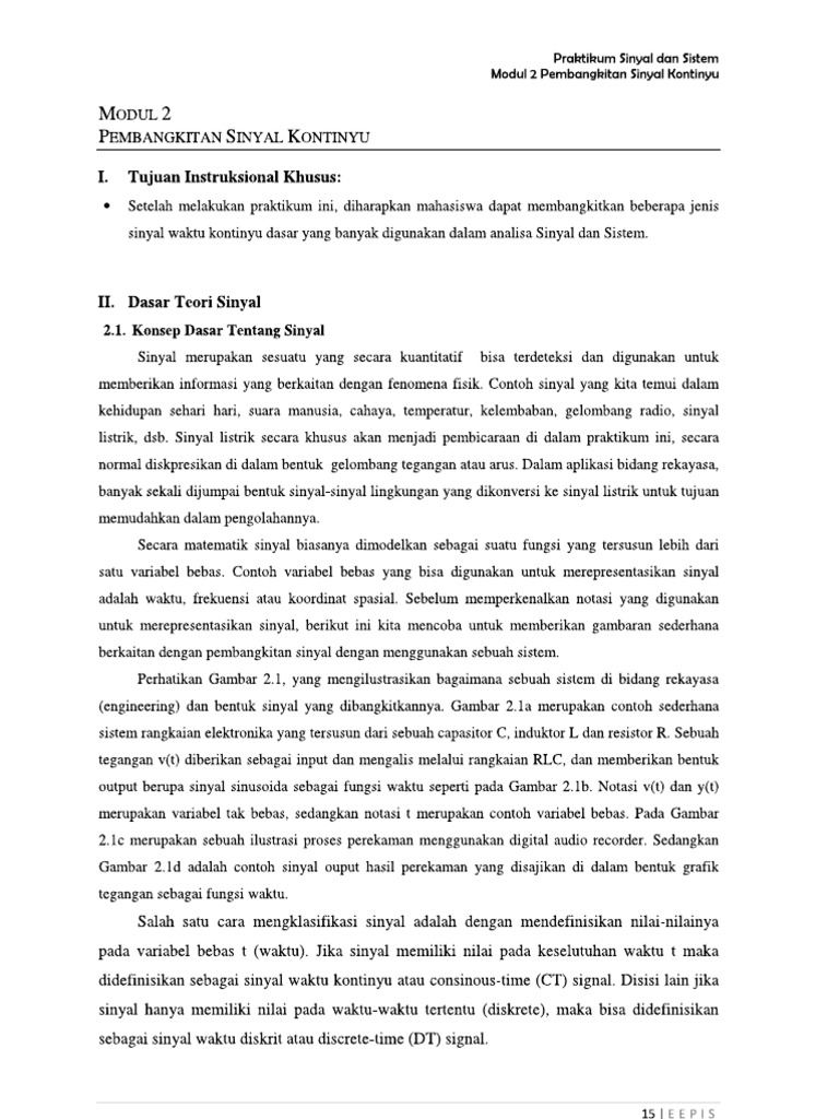 Modul 2-Praktikum Sinyal Sistem Dengan MatLAB | PDF