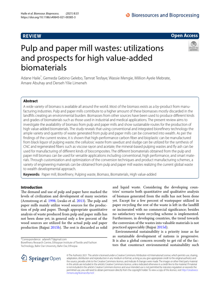 Pulp and Paper Mill Wastes Utilizations | PDF | Pulp (Paper) | Paper