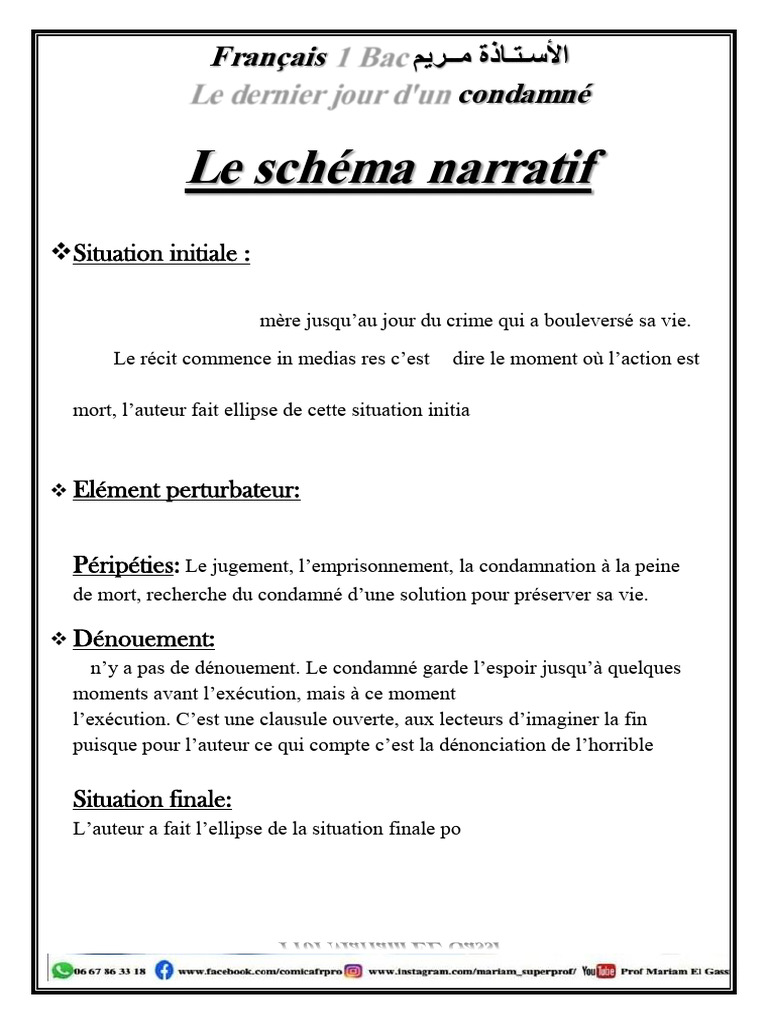 Schéma narratif du Dernier Jour d'un Condamné | PDF
