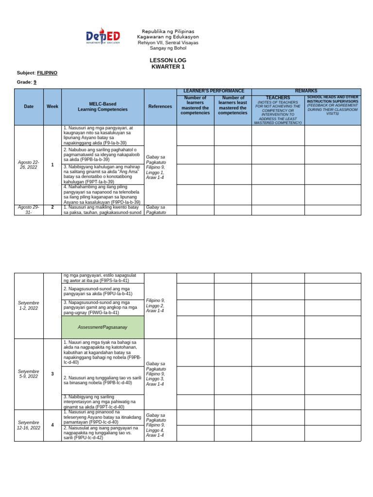 DLL Filipino 9 | PDF