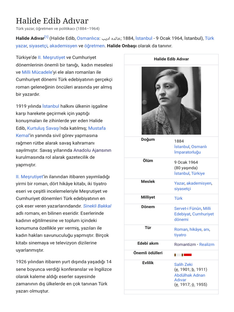 Halide Edib Adıvar - Vikipedi | PDF