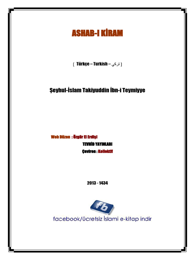 Ashab-I Kiram - İbni Teymiyye | PDF