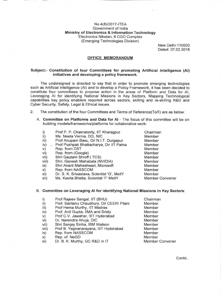 Constitution of Four Committees on Artificial Intelligence 0 | PDF ...