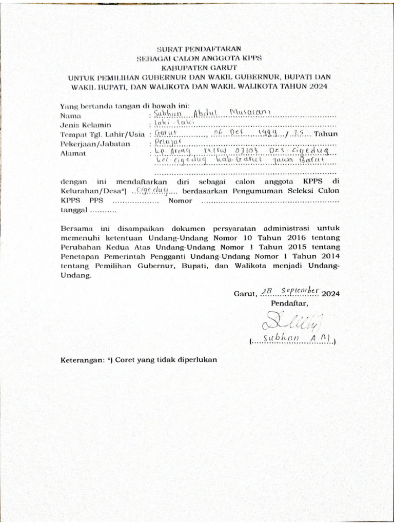 Pendaftaran Subhan | PDF