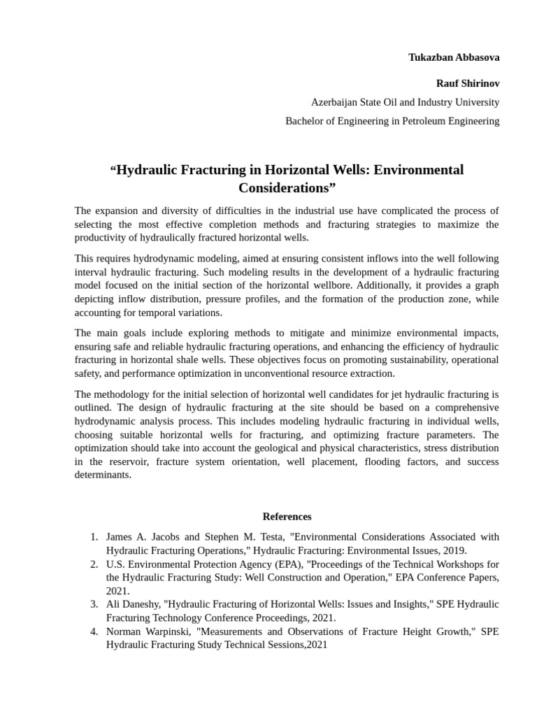Hydraulic Fracturing in Horizontal Wells | PDF | Fracture
