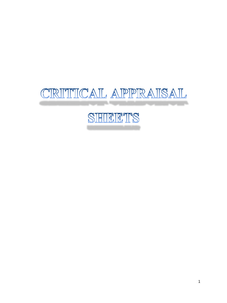 D-CRITICAL APPRAISAL SHEETS compiled | PDF | Randomized Controlled Trial | Systematic Review