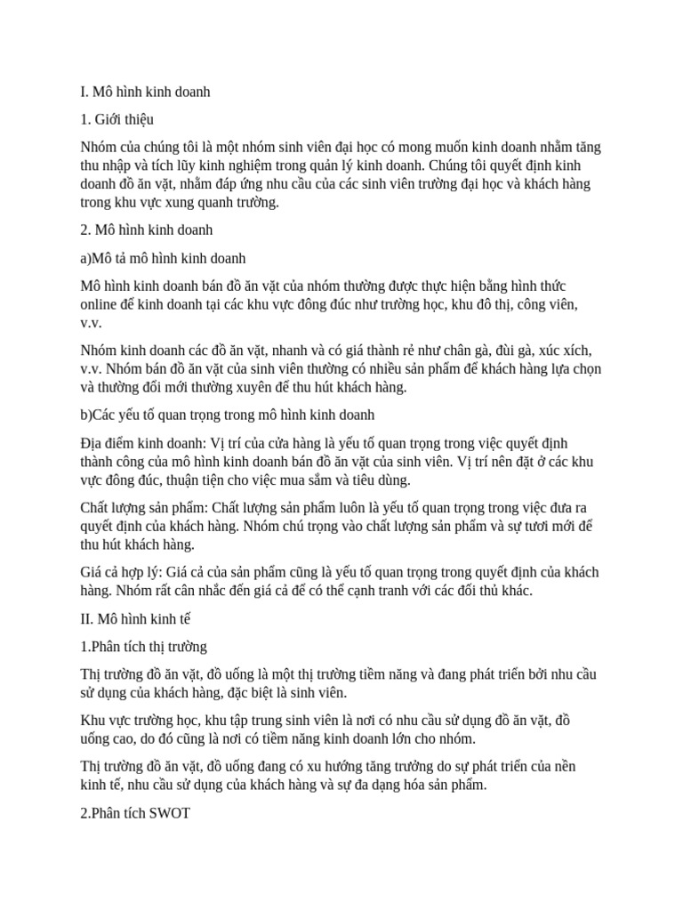 Mô Hình Kinh Doanh Và Mô Hình Kte | PDF