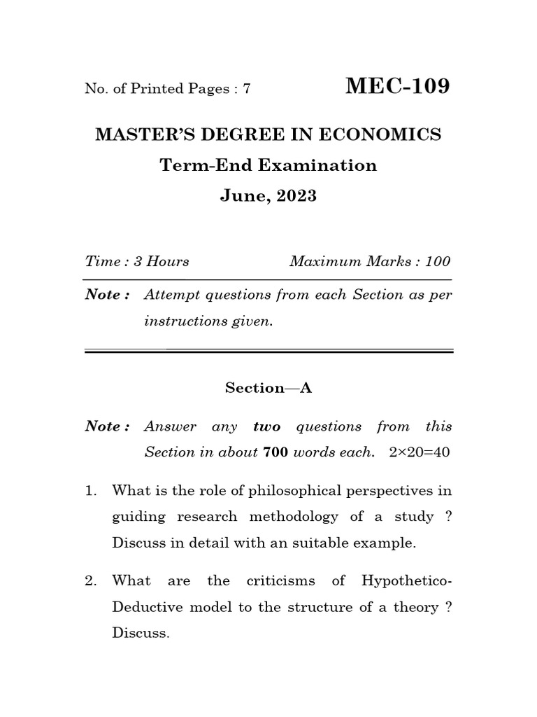 MEC-109 June23 | PDF | Methodology | Science