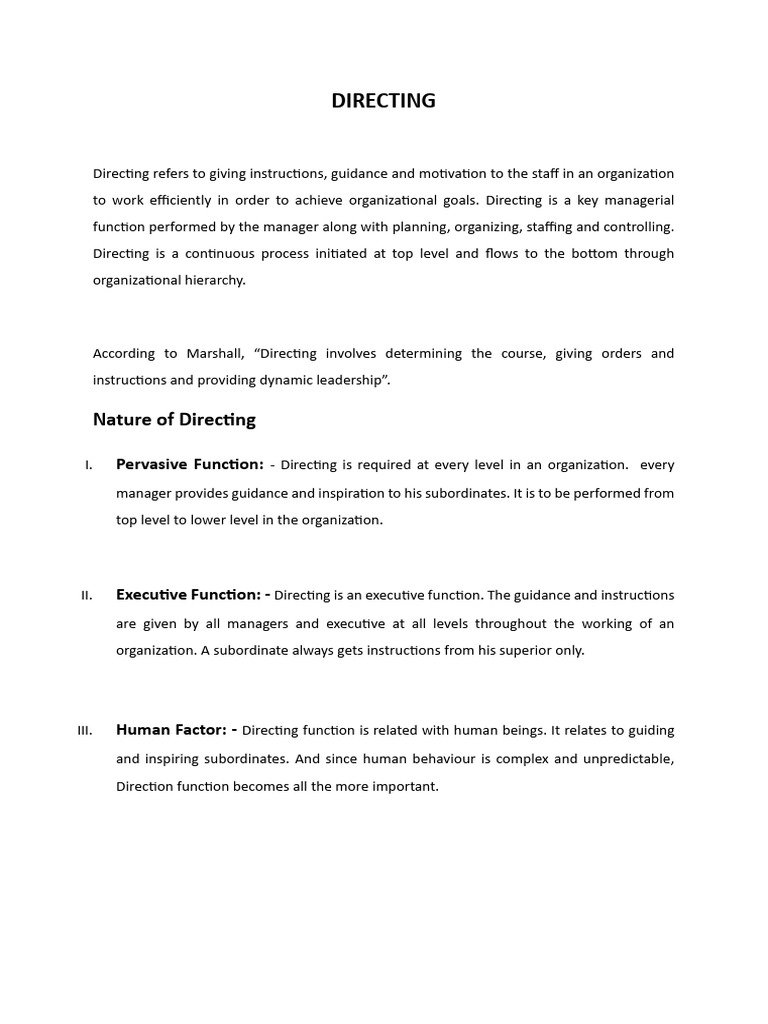 Directing | PDF | Goal | Leadership