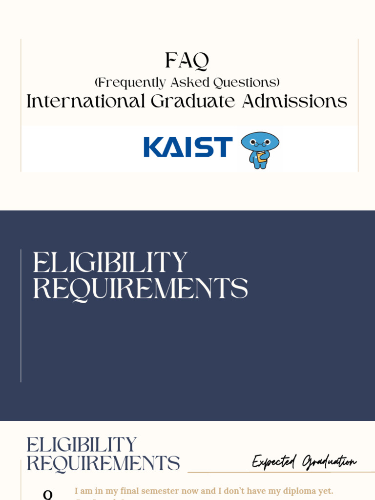 FAQ KAIST Graduate Admission | PDF | Academic Degree | Bachelor's Degree